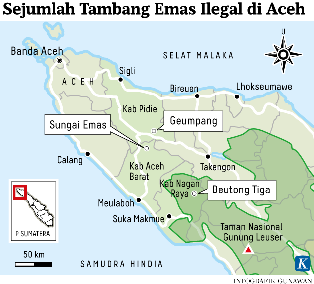 Kepolisian Tahan Tujuh Petambang Emas Ilegal di Aceh - Kompas.id